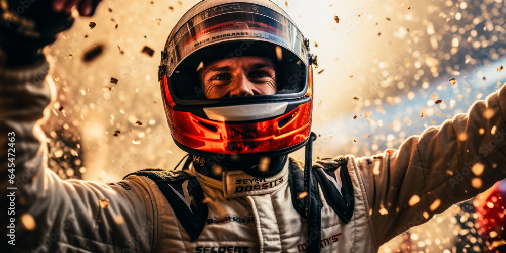 Race to Glory: Driver Celebrates Grand Prix Win with Effervescent ...