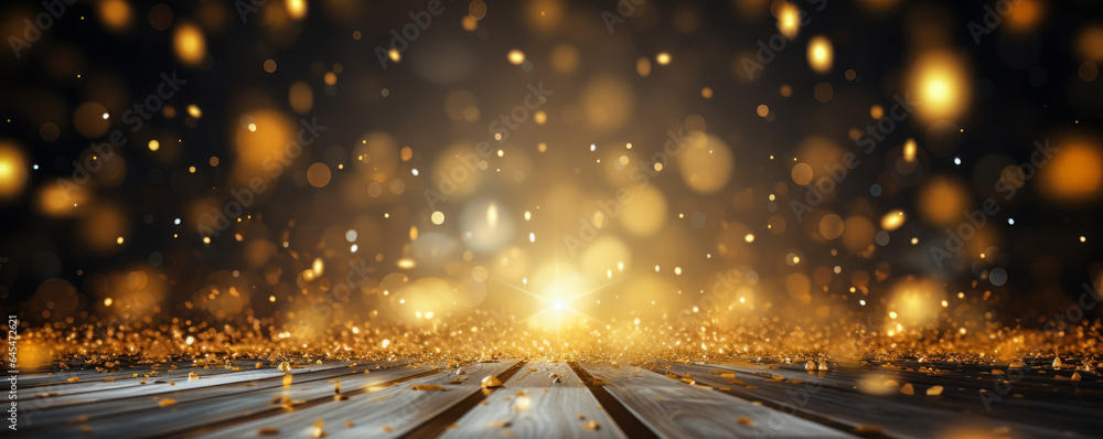 Midnight Magic: Golden Confetti Shower, Stage Spotlight, and Space for ...