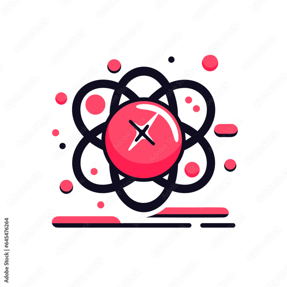 React Native logo vector icon in minimalistic, black and red line work ...
