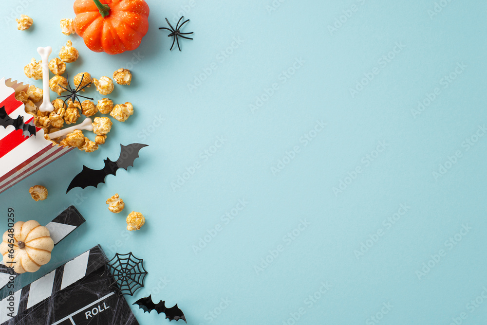 Creep-tastic Film Fest: From top view, Halloween cinema concept ...