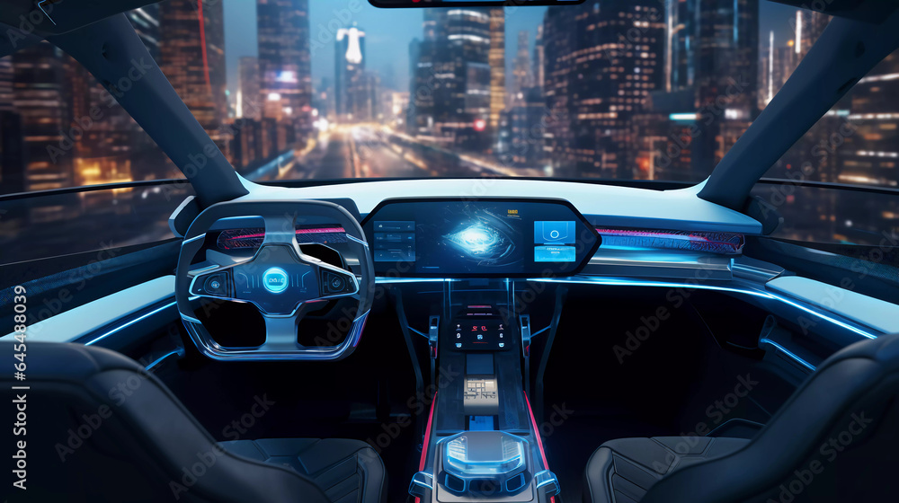 cockpit of an autonomous driving concept car Stock Photo | Adobe Stock