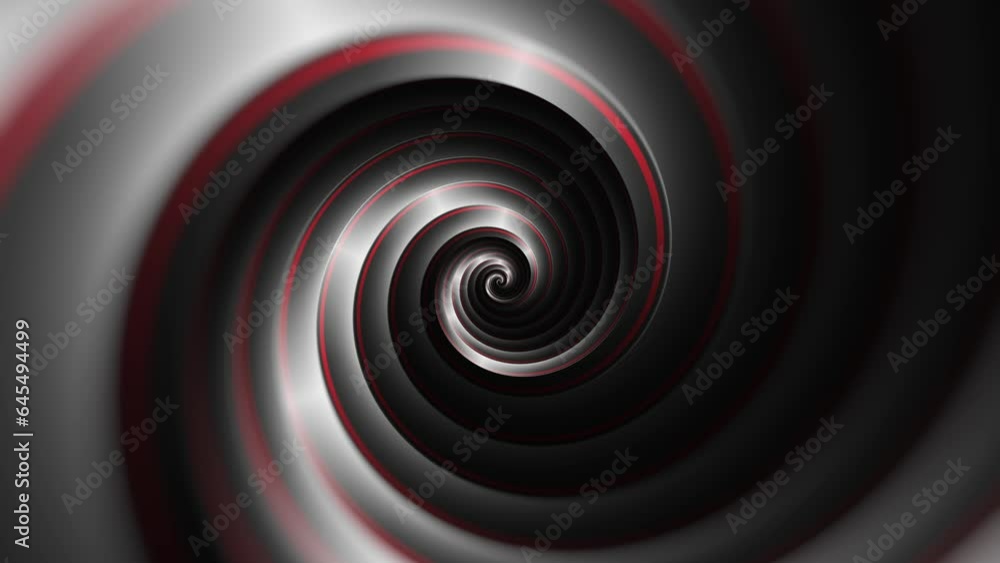 Minimal spiral in infinite rotation. Abstract background in gray and ...