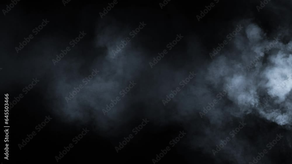 Soft Fog in Slow Motion on Dark Backdrop. Realistic Atmospheric Gray ...