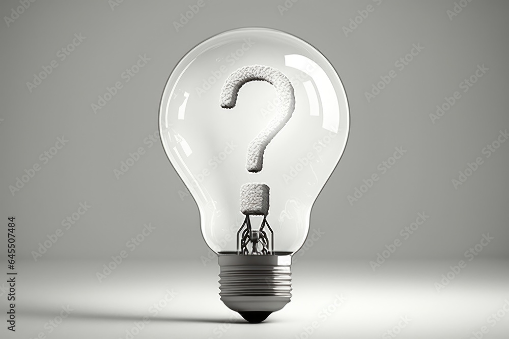 Light bulb with question mark sign on white background. Generative AI ...