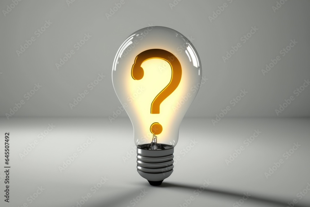 Light bulb with question mark sign on white background. Generative AI ...