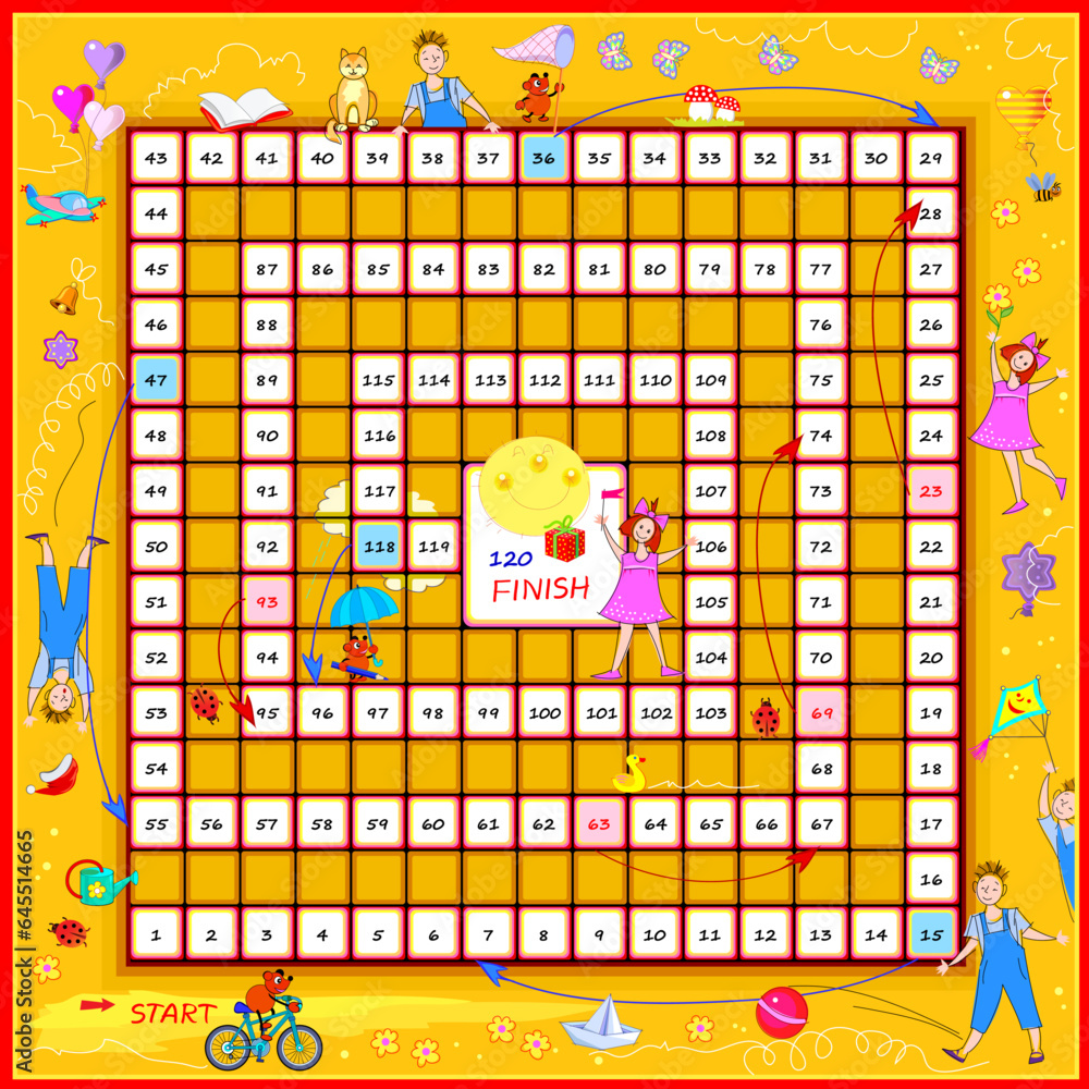Board game for little children with a dice. Holidays adventure ...