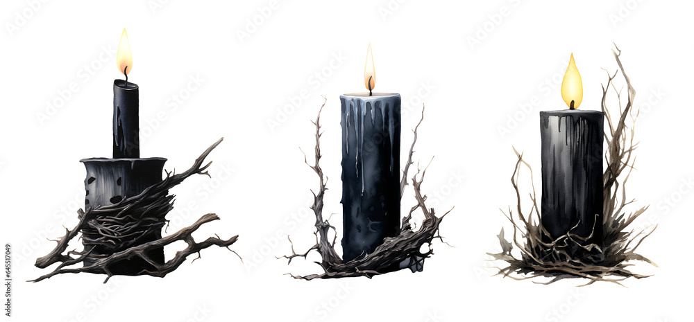 Gothic candles watercolor clipart illustration with isolated background ...