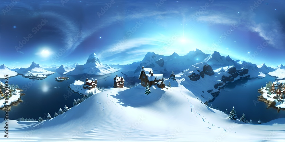 HDRI, Skybox, winter snow mountain, sky, created using generative AI ...