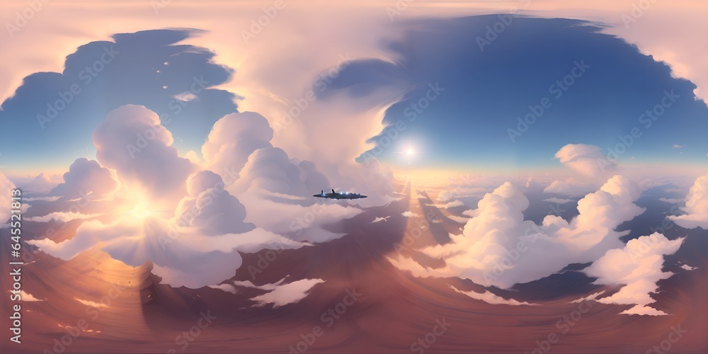 HDRI, Skybox, sky, clouds, sun, created using generative AI. Stylized ...