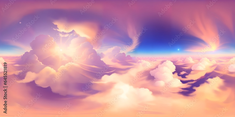 HDRI, Skybox, sky, clouds, sun, created using generative AI. Stylized ...