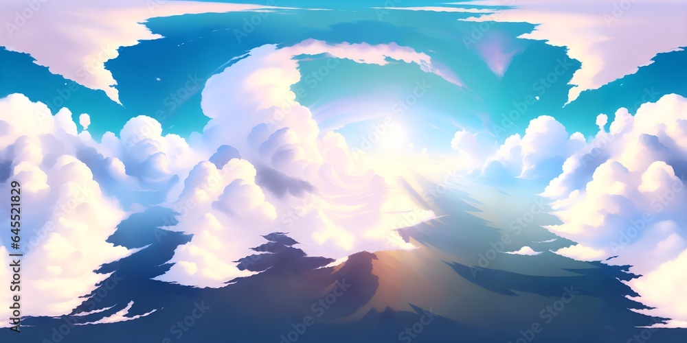HDRI, Skybox, sky, clouds, sun, created using generative AI. Stylized ...