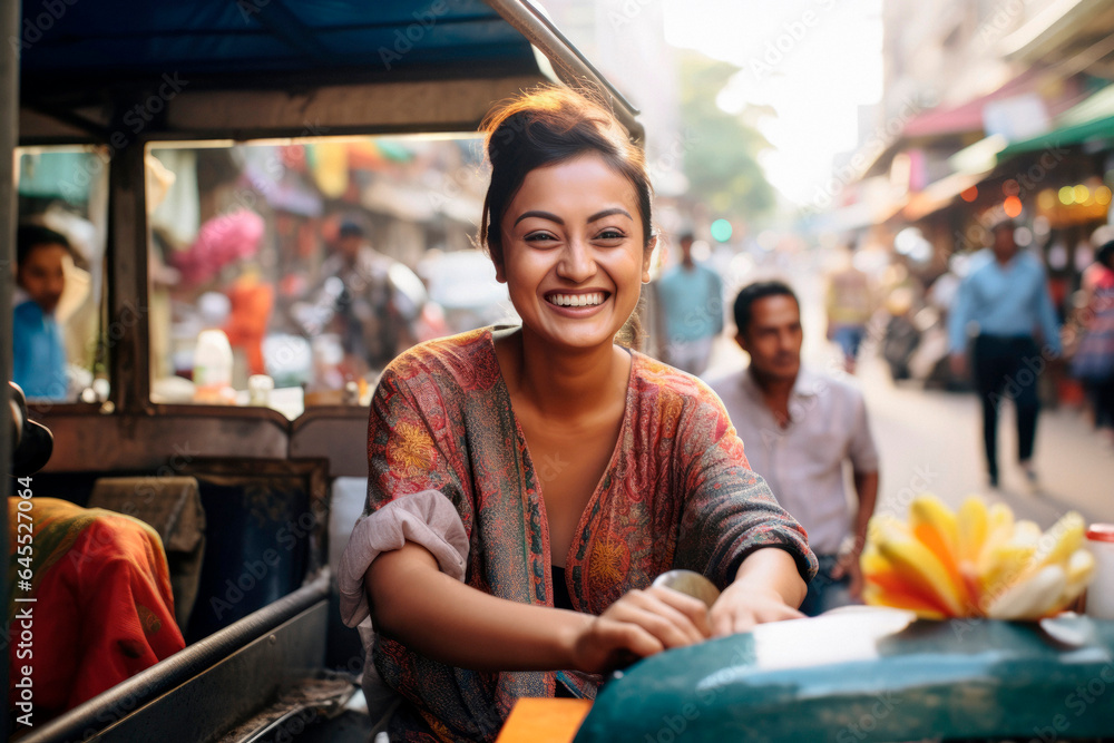 Friendly Tuk-Tuk Driver: A Southeast Asian Woman Sporting a Wonderful ...