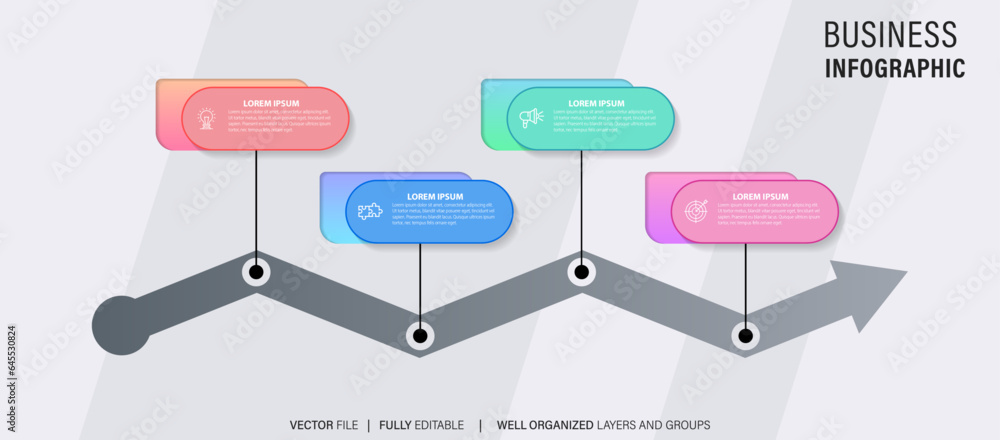 Business timeline workflow infographics. Corporate milestones graphic ...
