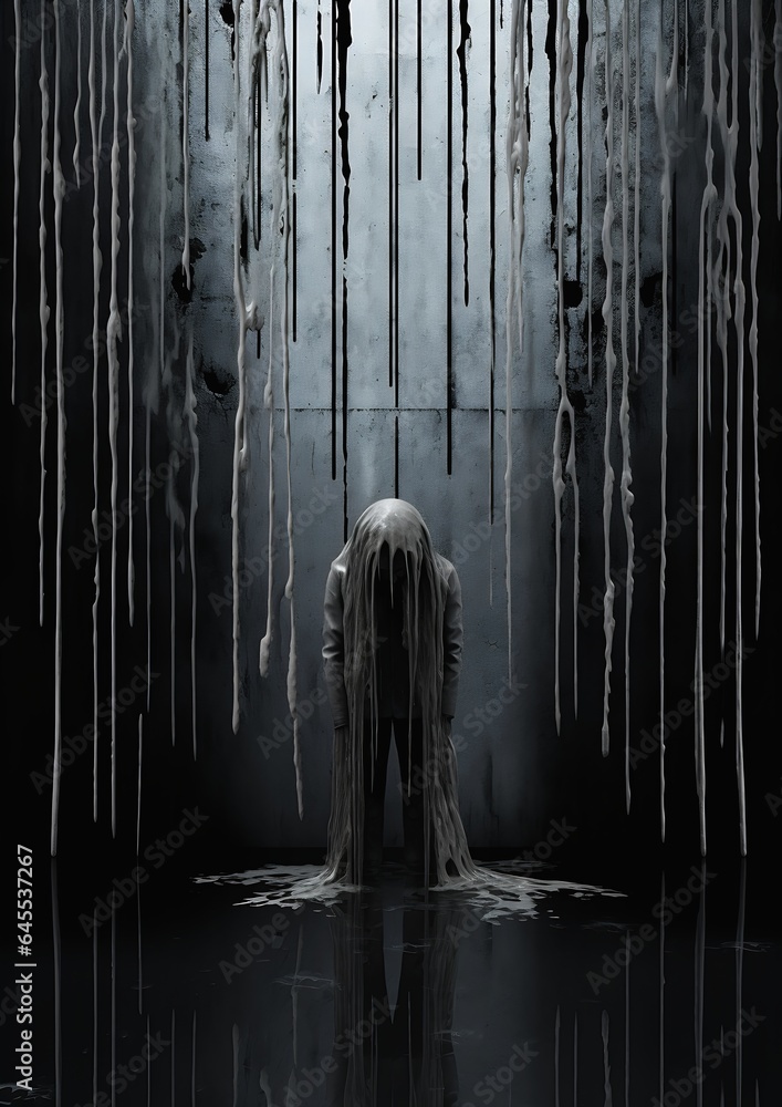 person standing room dripping deep movie slender covered face temple ...