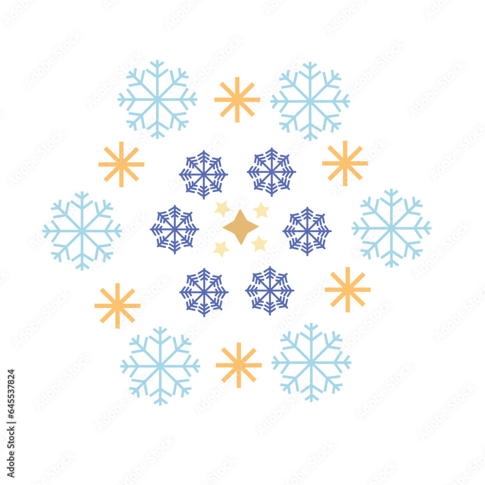 Snowflake variations icon. Snowflakes ice crystal on transparent ...