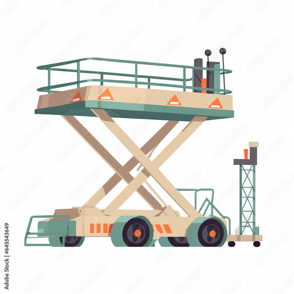 Scissor lift, 2D, simple, flat vector, cute cartoon, illustration ...