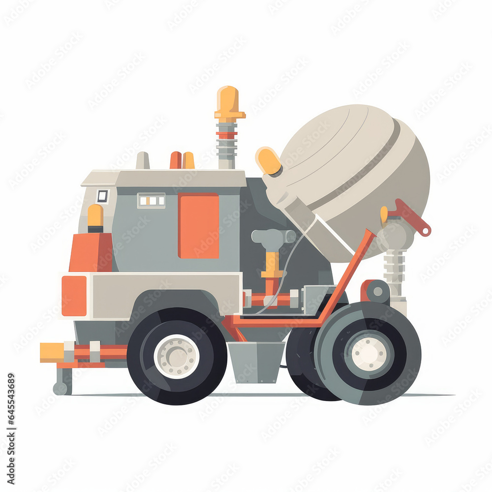 Shotcrete machine, 2D, simple, flat vector, cute, illustration ...