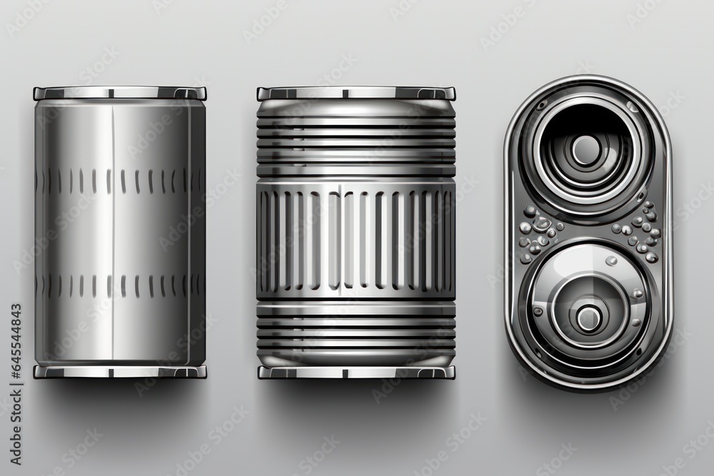 vector art of tin can with open key front, top and bottom view set ...