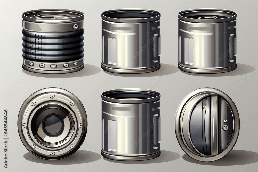 vector art of tin can with open key front, top and bottom view set ...