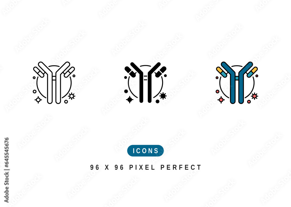 Antibody Icon. Antigen Molecule Bond Symbol Stock Illustration. Vector ...
