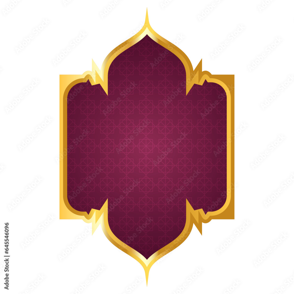 Luxury golden red islamic royal title frame arabic style text box ...