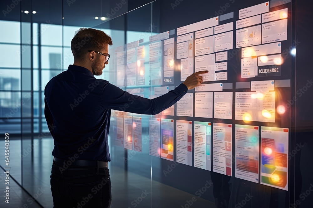 Agile software development or project management using kanban or scrum methodology boards ...