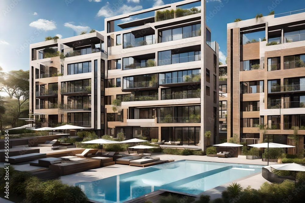 view of the city ,Flat roof with air conditioners on top modern ...