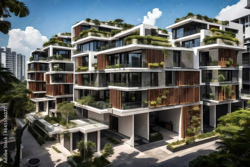 view of the city ,Flat roof with air conditioners on top modern ...