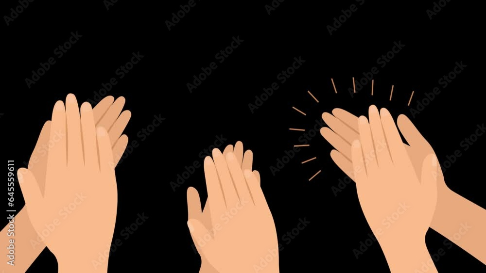 Multicultural People Hands Clapping and Applause Animation on black ...