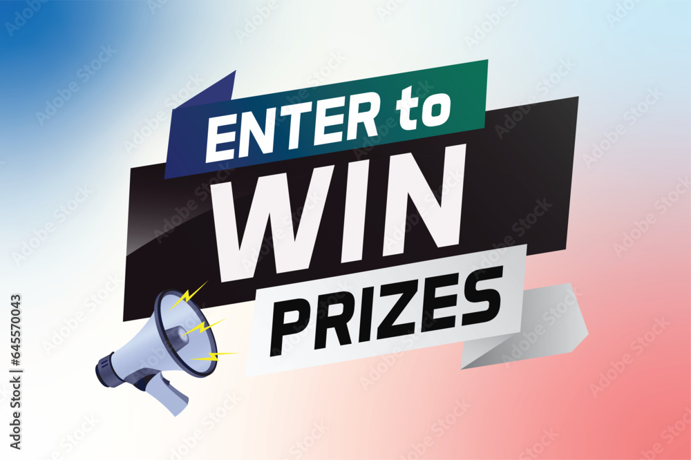Enter to win prizes word concept vector illustration with megaphone and ...