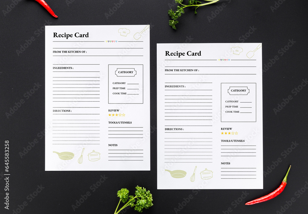 Recipe Card Design Stock Template | Adobe Stock