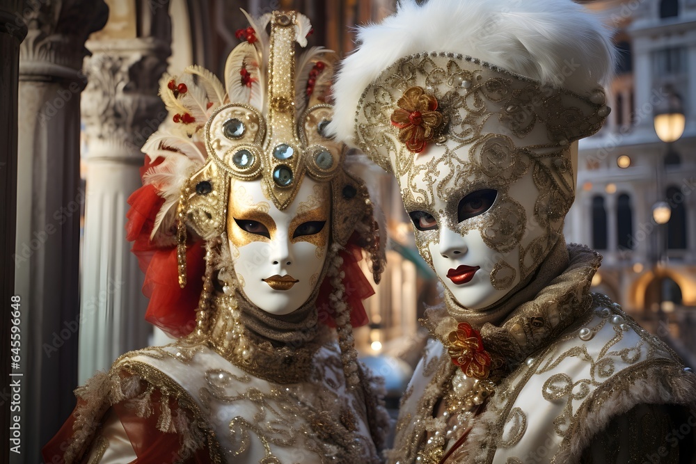 Verzauberte Nächte: Venezianische Maskenbälle und Traditionen Stock ...