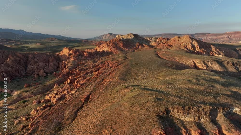 Aerial red rock mountain southern Utah. Red stone mountain landscape ...