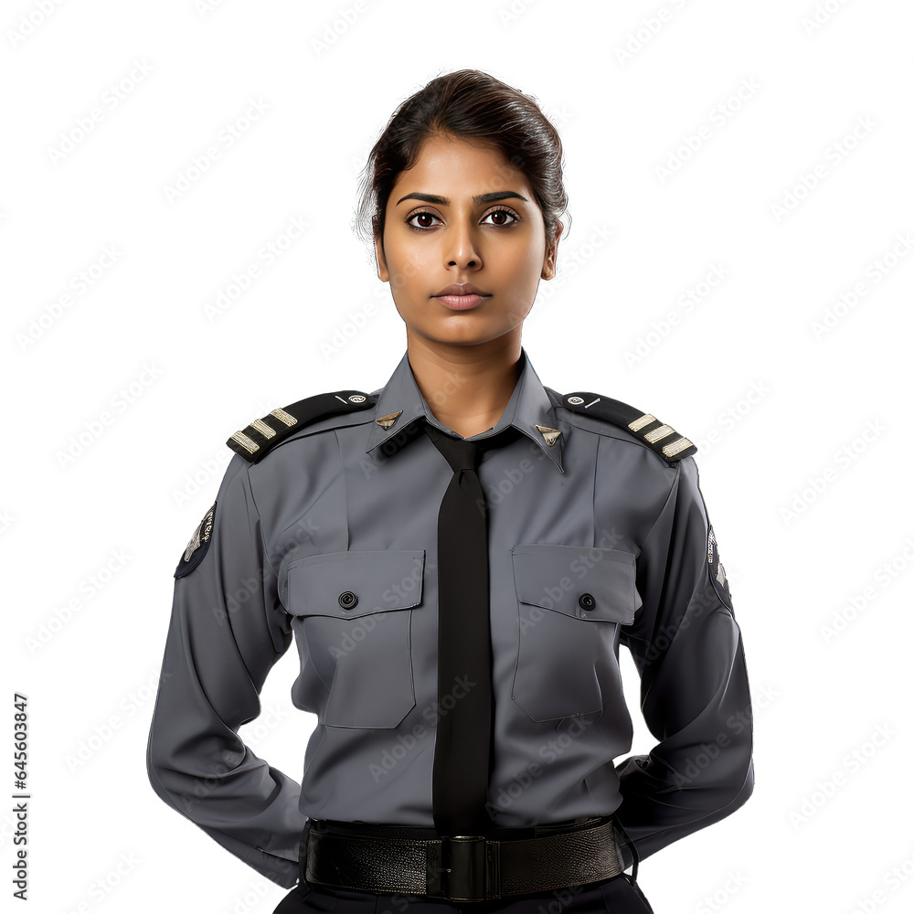 Indian Female Police Officer Medium Shot Transparent Background Stock ...