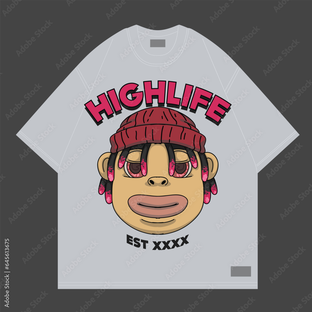 cartoon hypebeast character face for for streetwear design Stock Vector ...