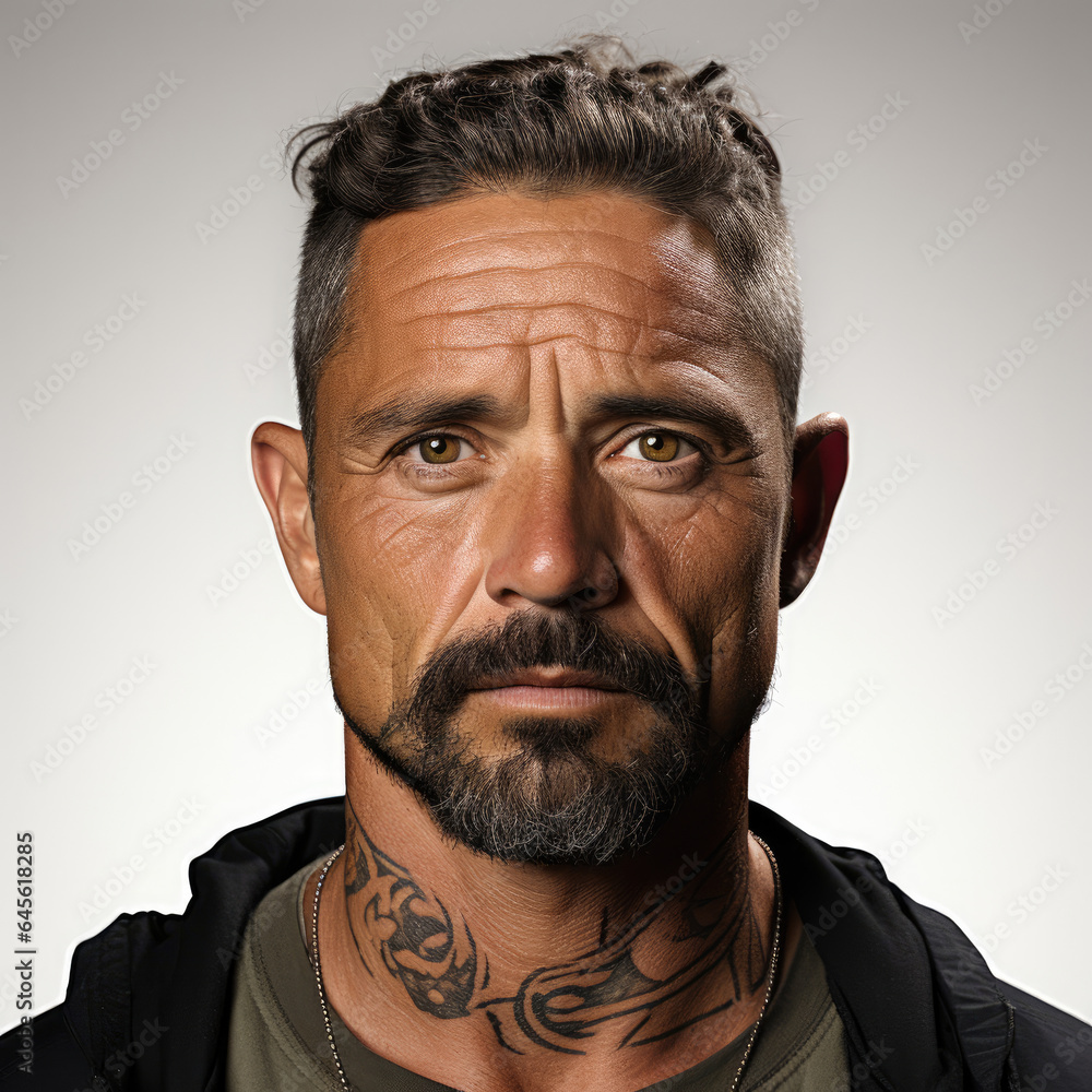 Authentic studio headshot of a proud 43-year-old Aboriginal Australian ...