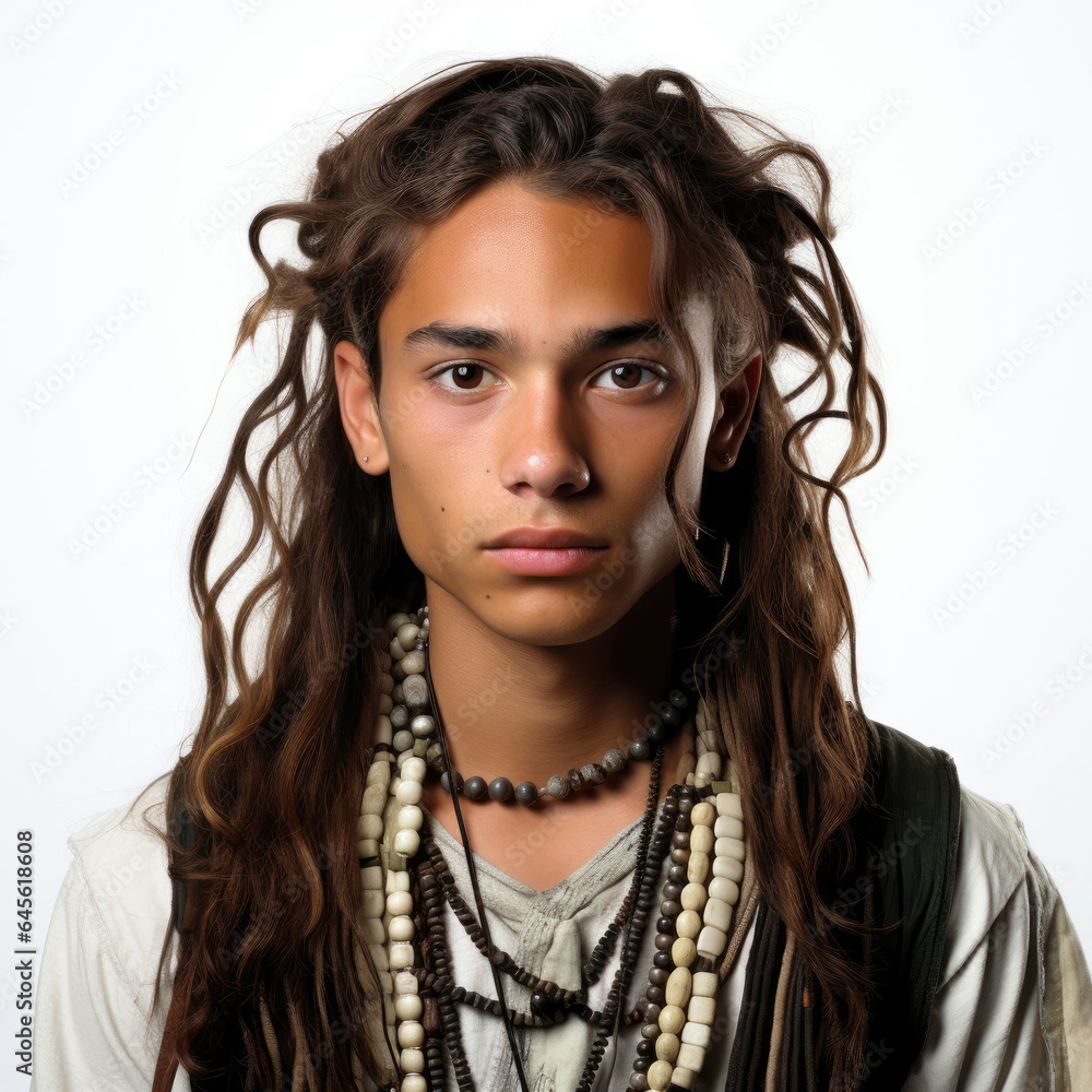 Professional studio head shot of a 25-year-old Native American boy ...