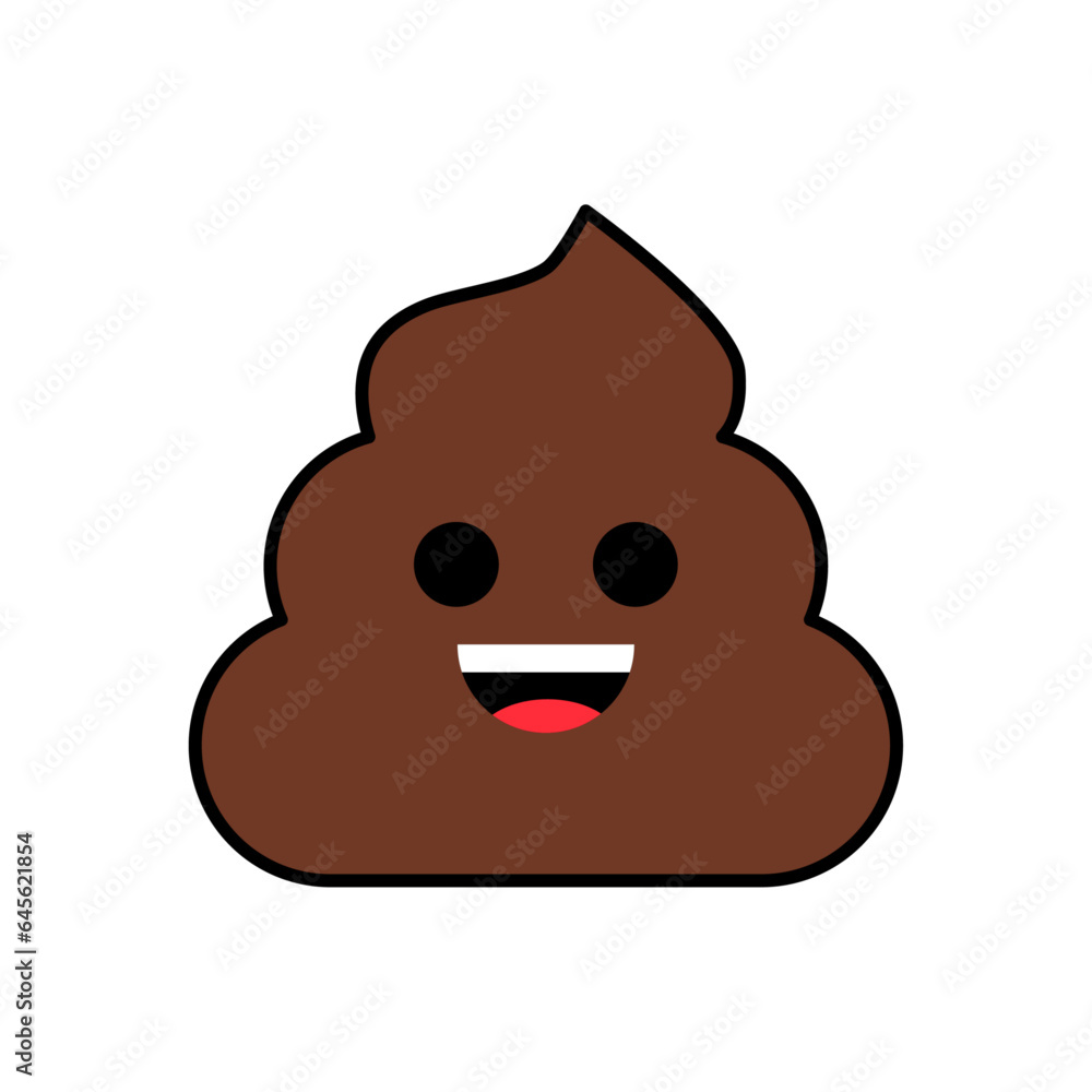 Vector cute smiling poop character. happy poo emoji isolated on white ...