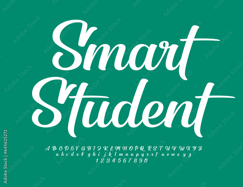 Vector motivational banner Smart Student. White calligraphic Font ...