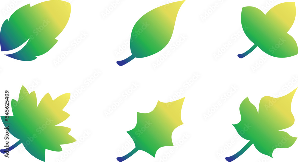 Gradient leaf collection on transparent background Stock Vector | Adobe ...