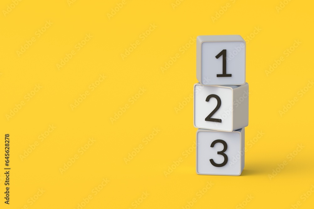 Stack of buttons with numbers 1 2 3. Execution priority. Task list ...