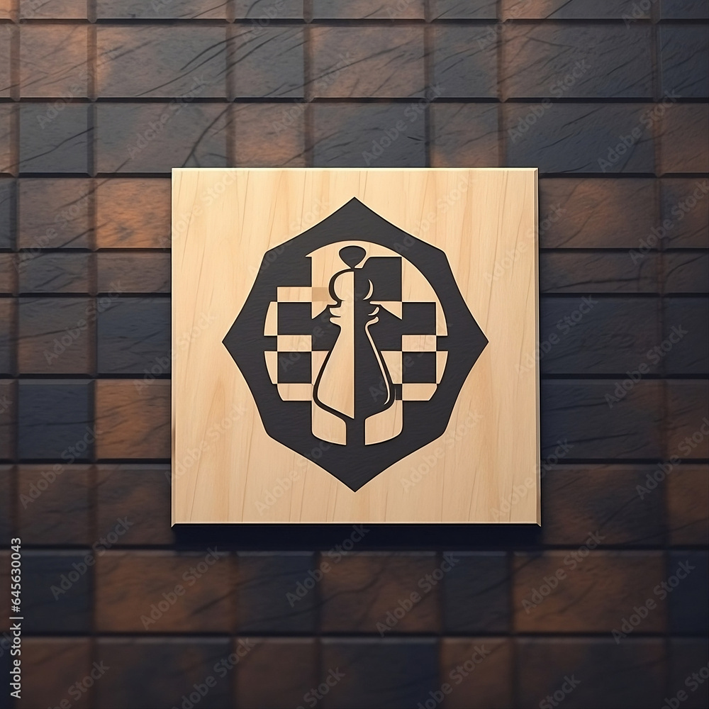 The central image of this logo is a stylized depiction of a chess board ...