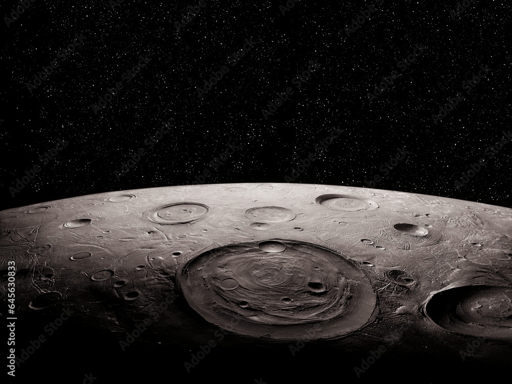 Surface of a planetoid. A small planet in the outer solar system. Moon ...