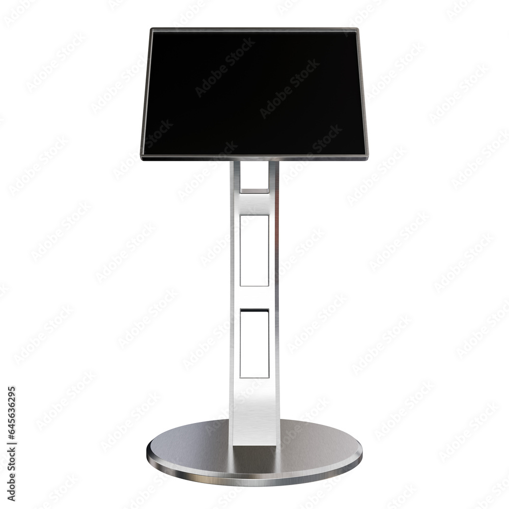 Empty stainless steel shop menu rack on white background, physical ...