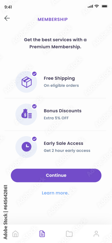 Membership and Basic, Premium Subscription Plans and Profile Screen App ...