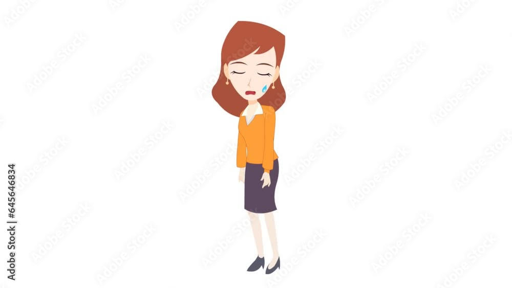 Cartoon girl crying background and 2d animation, Cartoon character, sad ...
