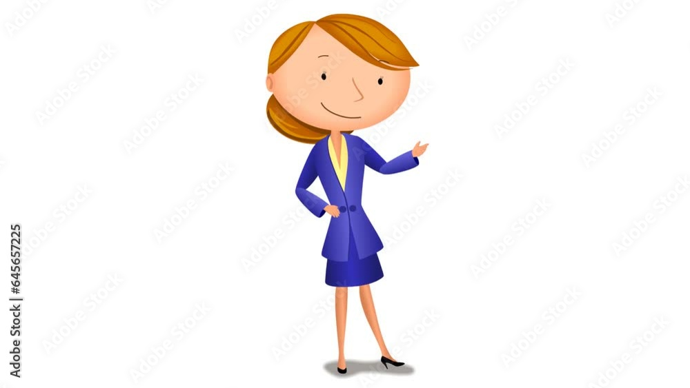 beautiful cartoon girl talking and explaining background and 2d ...