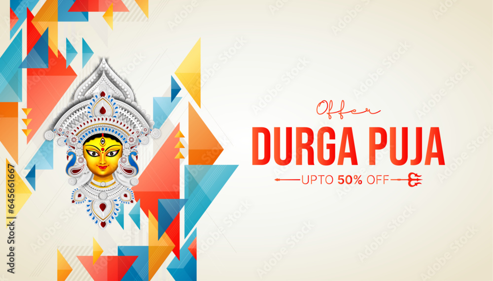 indian festival happy durga puja creative banner background design with ...