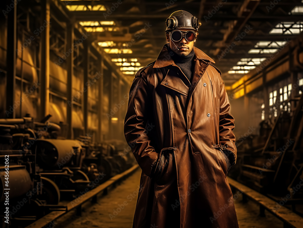 Steampunk Spy in the Shadows. A stealthy steampunk spy clad in goggles ...