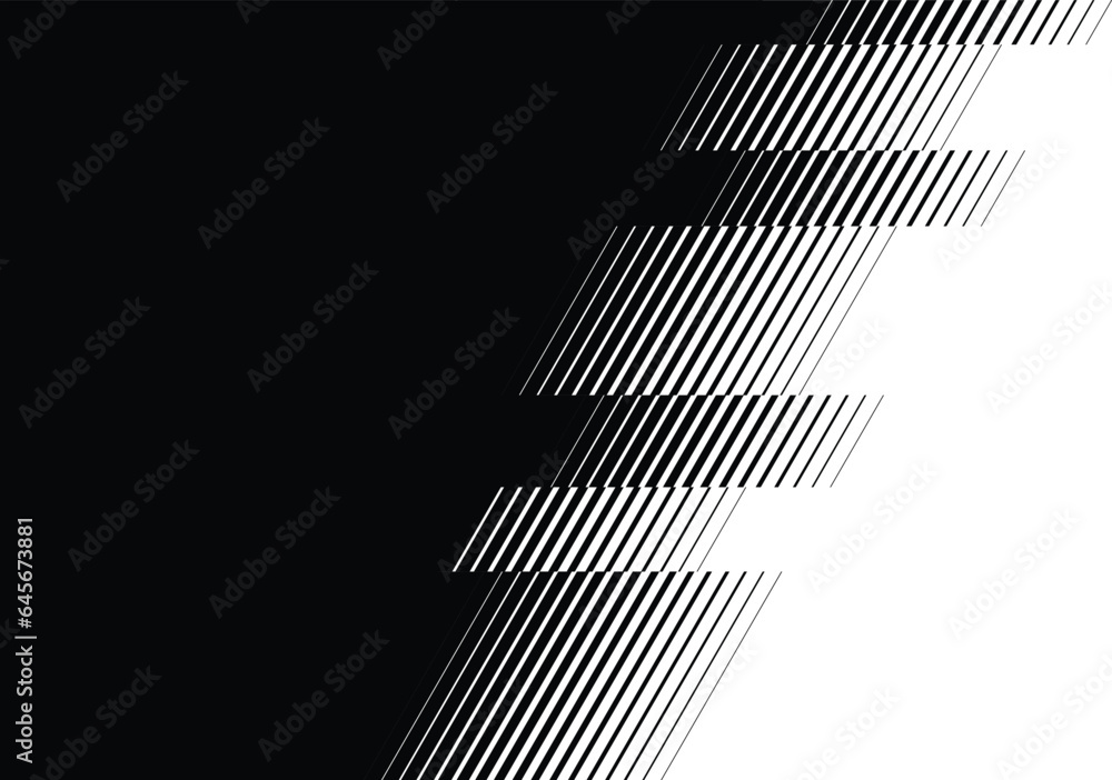 Smooth vector transitons from black to white with straight broken lines ...